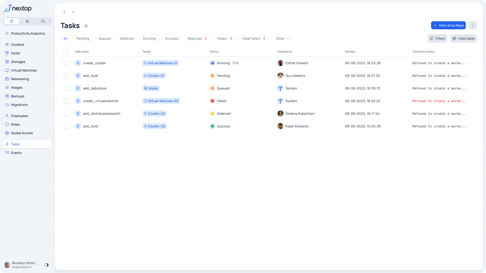 System tasks and Event logs